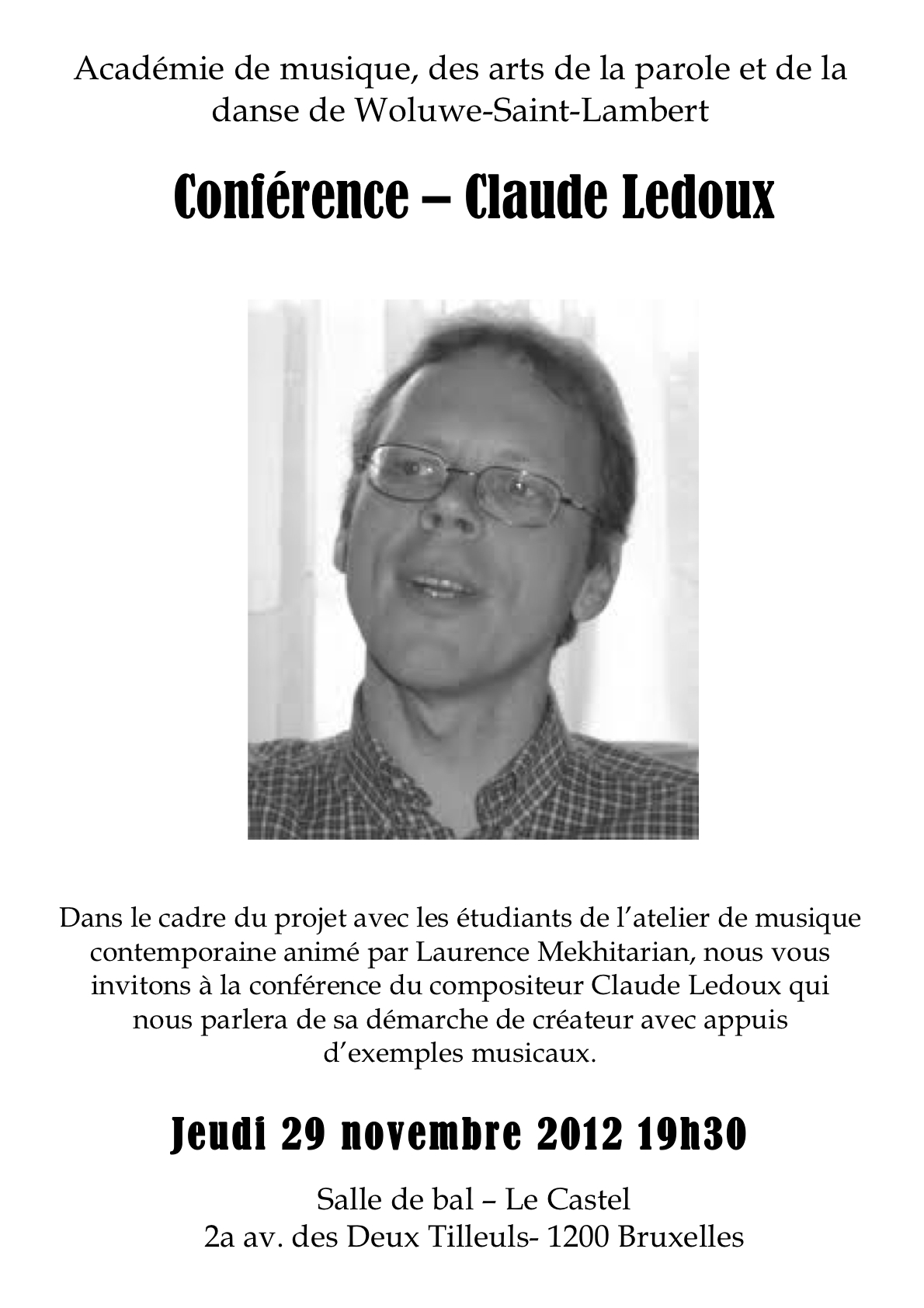Acadmie de Woluwe-Saint-Lambert - Conférence Claude Ledoux